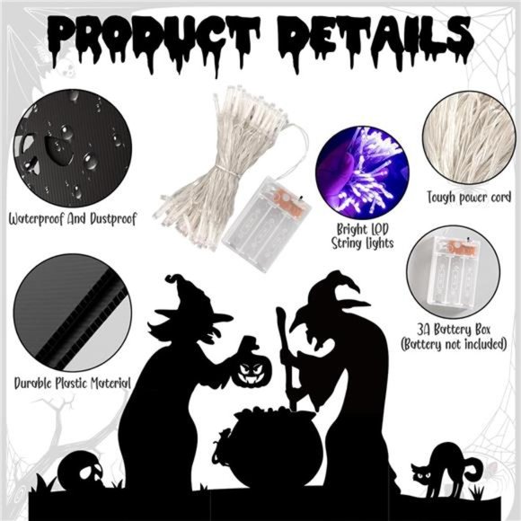 Holiday | 2 Large Black Witches With Cauldron Scary Halloween ...